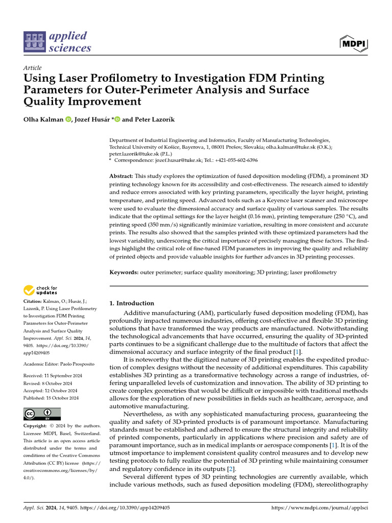 Using Laser Profilometry To Investigation FDM Prin | PDF | 3 D Printing