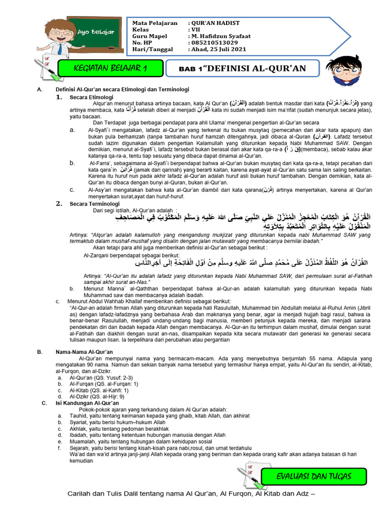 Modul Qurdis 7AB Pertemuan 1-Dikonversi | PDF
