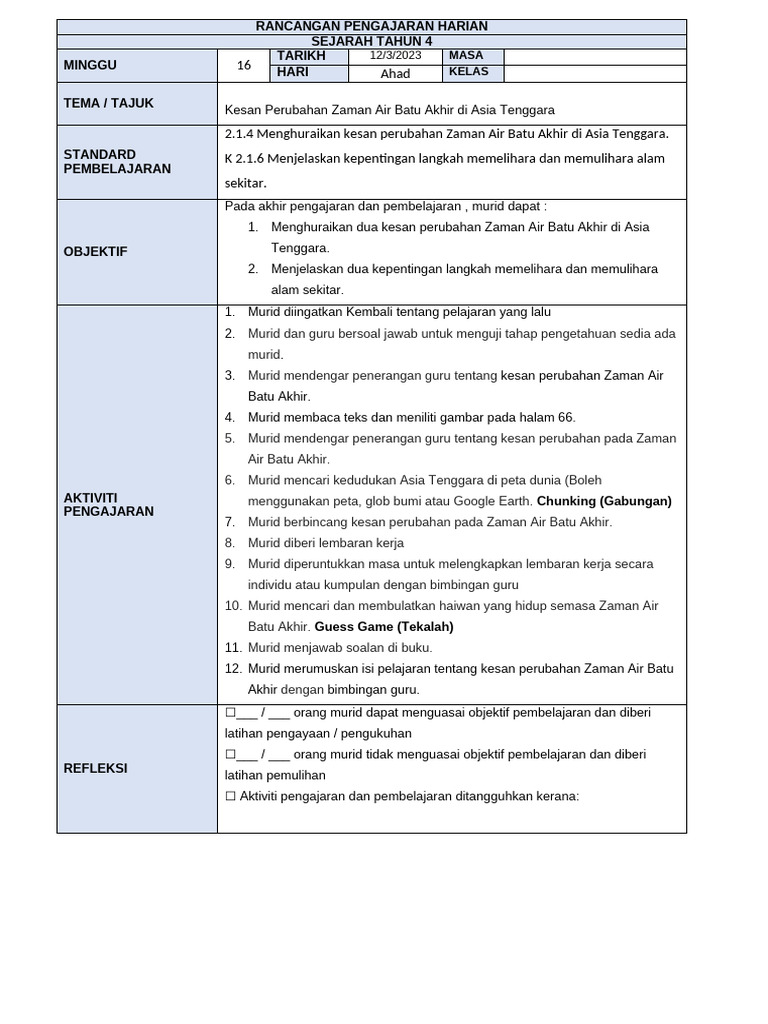 RPH Ringkas Minggu 16 Sejarah THN 4 by Cikgu Gorgeous | PDF | Ilmu ...