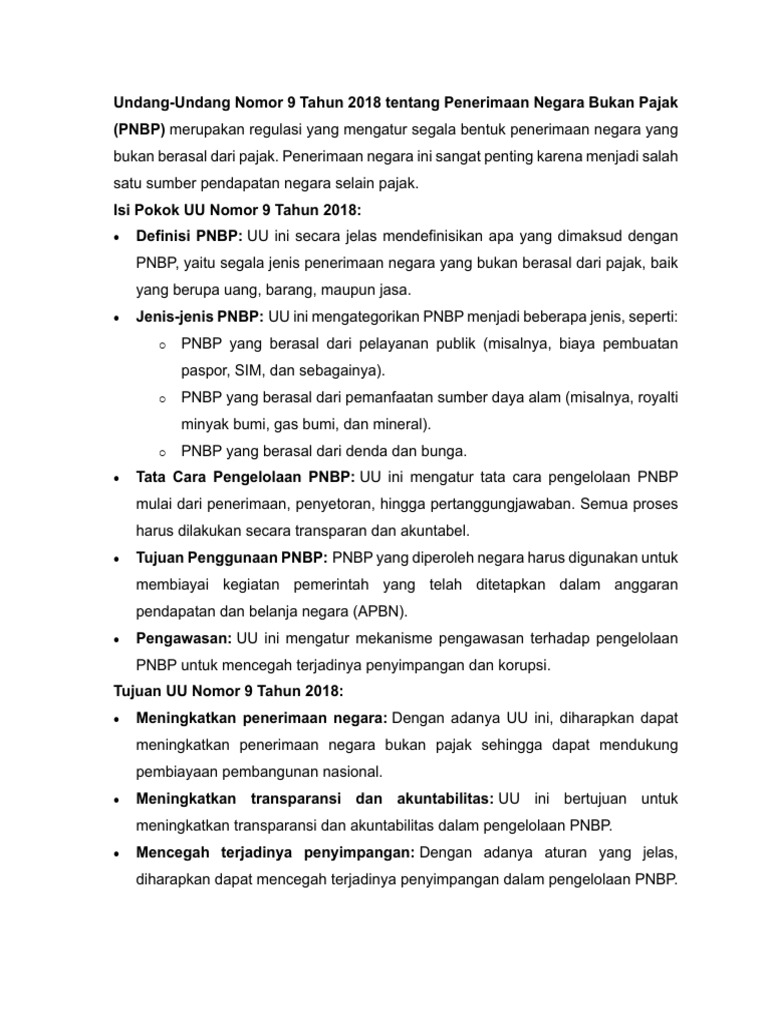 Rangkuman Uu Nomer 9 Tahun 2018 | PDF