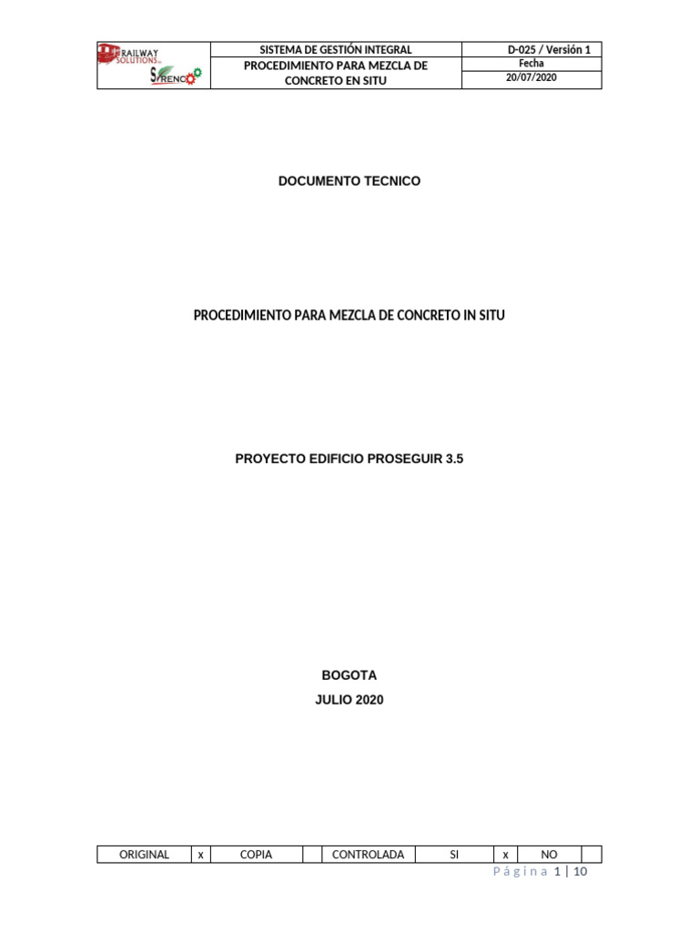 D-025 Procedimiento para Mezcla in Situ | PDF | Hormigón | Materiales