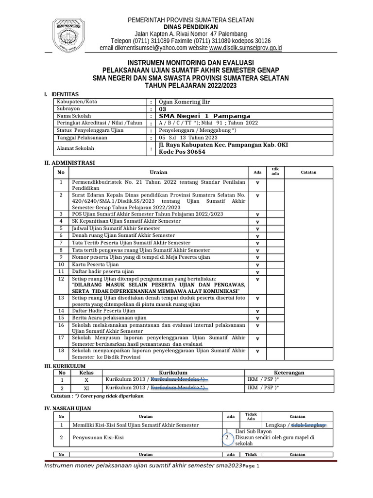 Intrumen Monitor Sas 2023 | PDF