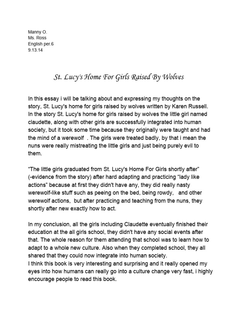 ST Lucys Home For Girls Raised by Wolves | PDF | Mystery, Thriller ...