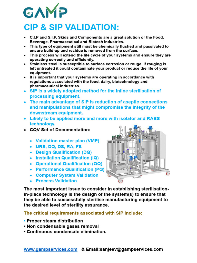 Sip Cip Skid CQV and GMP Aspect 1720091755 | PDF | Sterilization ...