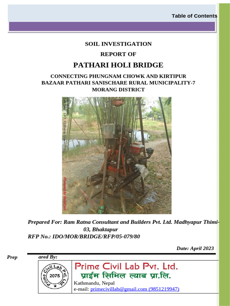 Soil Report Pathari Holi Bridge-Morang-7 | PDF | Applied And ...