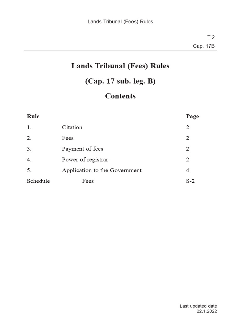 Lands Tribunal Fees Rules Overview | PDF | Affidavit | Justice