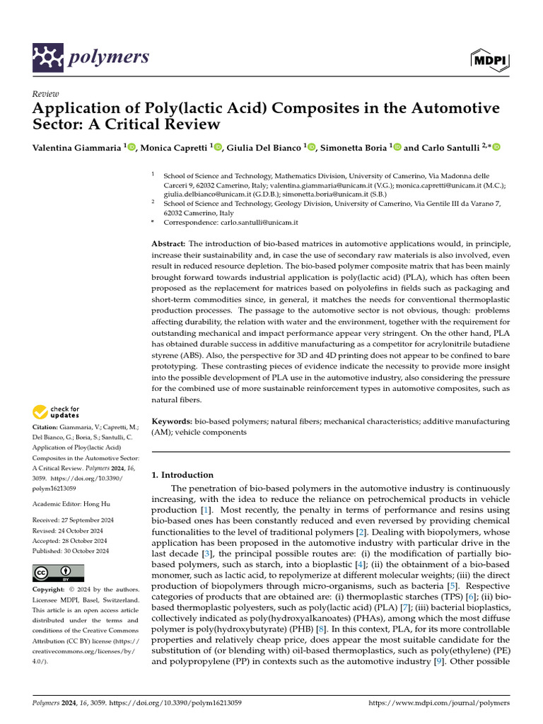 Application of Polylactic Acid Composites in The A | PDF | Composite ...