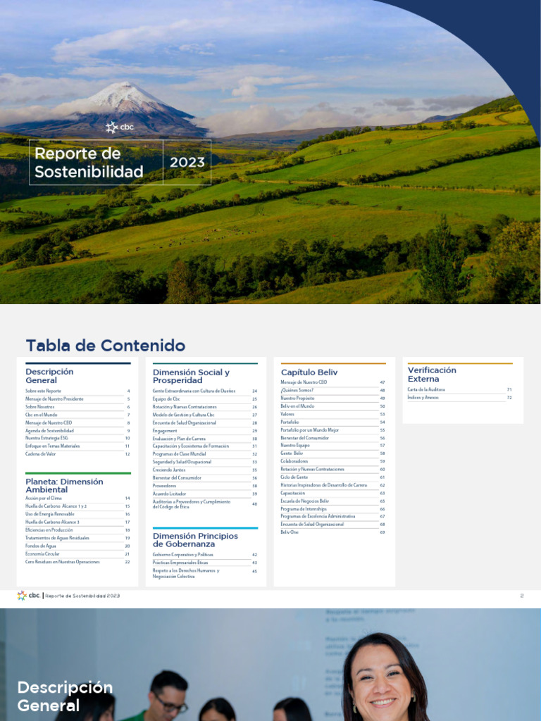 Reporte de Sostenibilidad 2023 Cbc-Beliv | PDF | Sustentabilidad ...