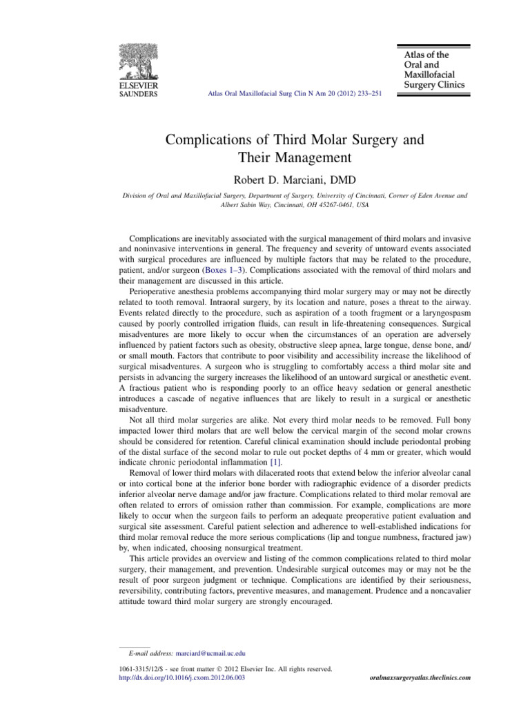 Complications of Third Molar Surgery and | PDF | Surgery | Periodontology