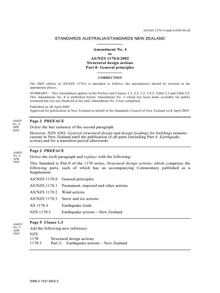 AS 1170.0-2002 Amdt 4-2005 Structural Design Actions - General ...