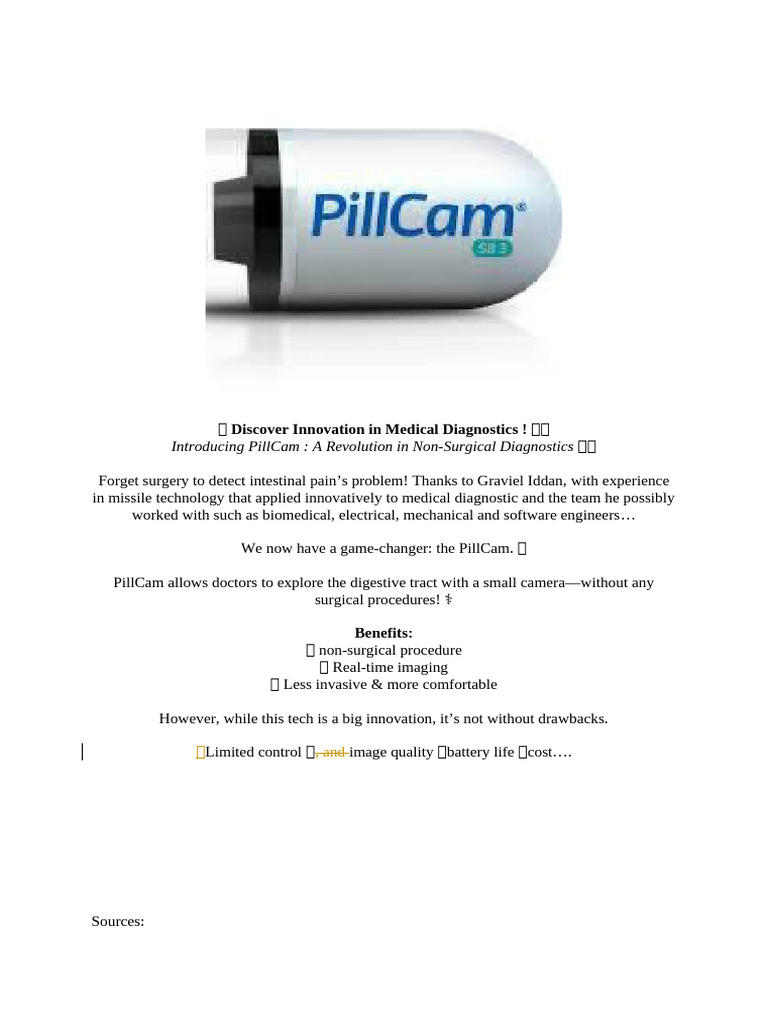 PillCam: Non-Surgical Diagnostic Innovation | PDF