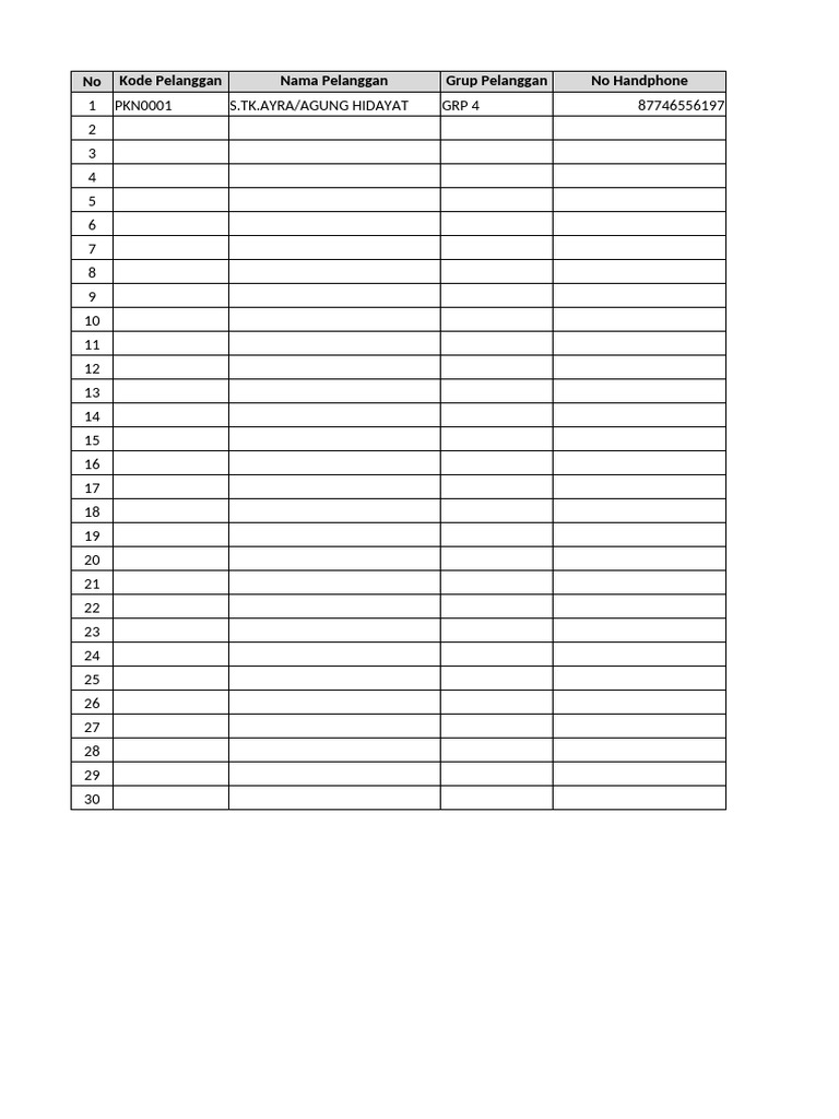 Form Pelanggan Baru | PDF