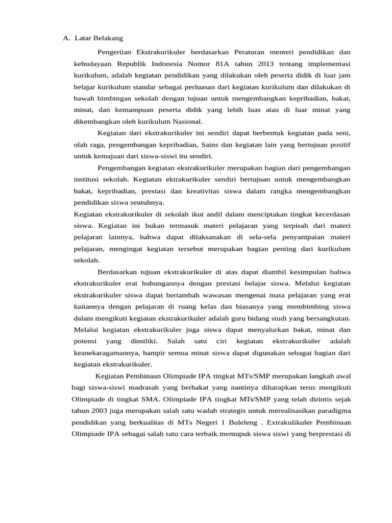 Laporan Ekstrakurikuler Ipa 2024 | PDF