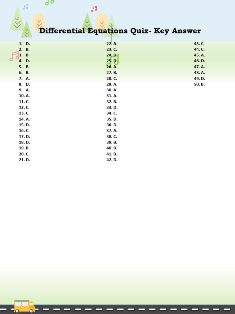 Answer Key-Differential Equations Quiz | PDF