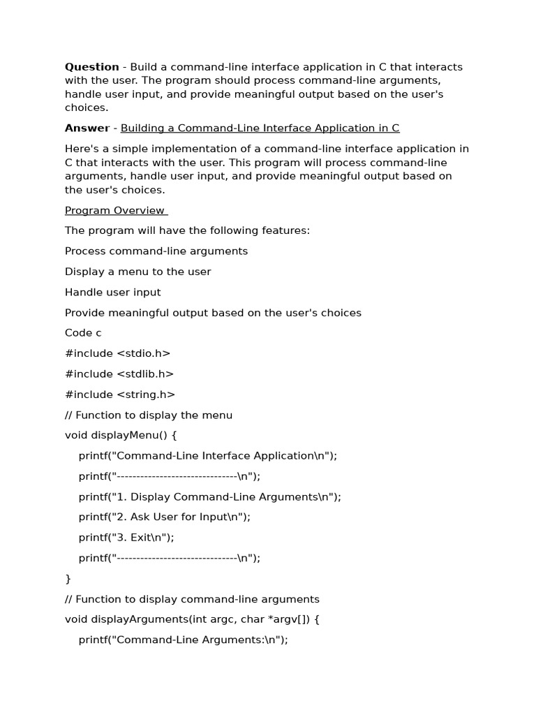 c assigement | PDF | Command Line Interface | Parameter (Computer Programming)