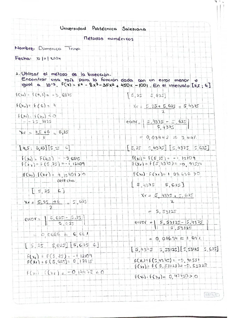 Metodos Numericos. Metodos Varios) | PDF