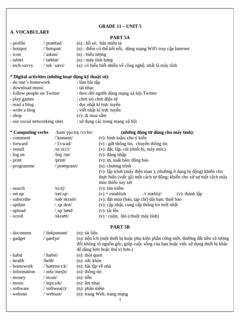 Grade 11 Unit 5 Keys | PDF