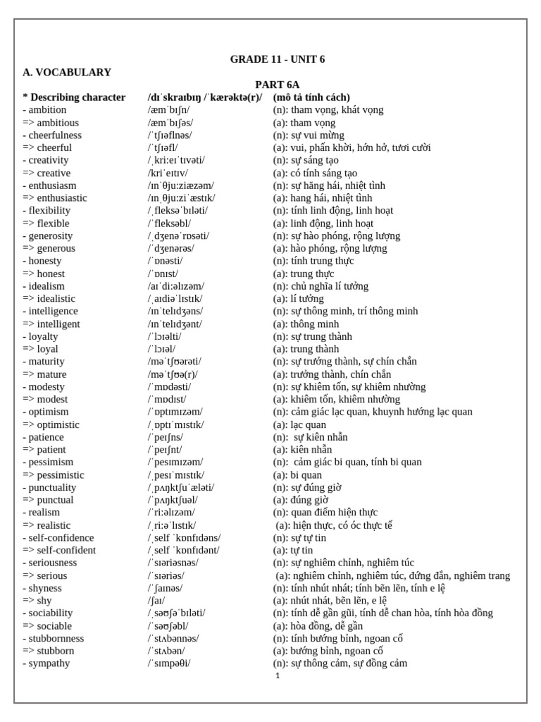 Grade 11 Unit 6 Keys | PDF