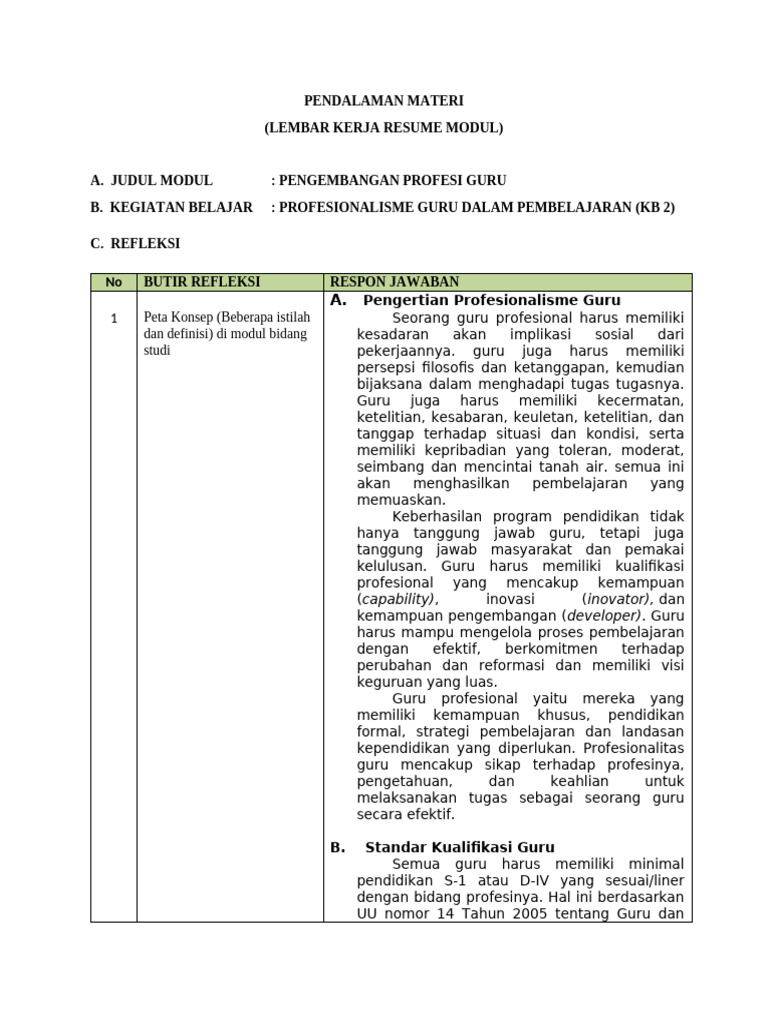 Resume KB 2 Pengembangan Profesi Guru | PDF