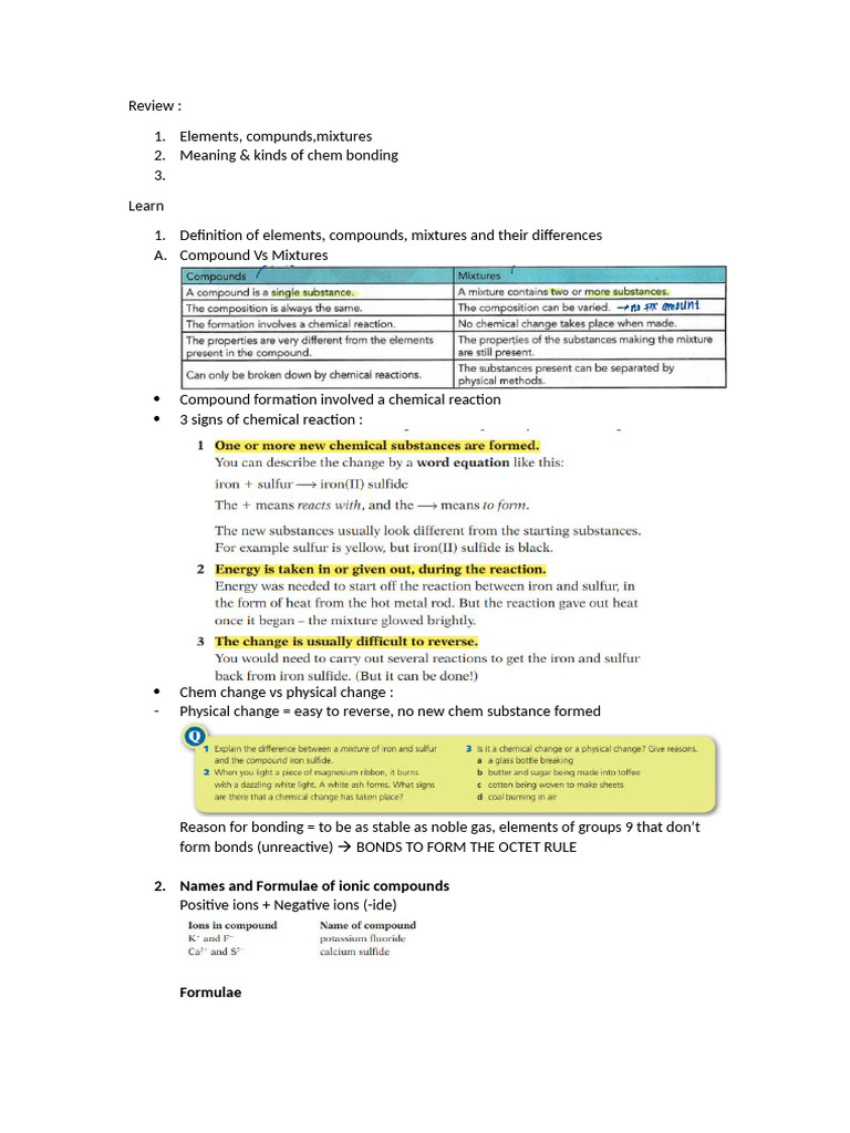 Chemistry: Bonds, Compounds, and Mixtures | PDF | Chemical Bond ...
