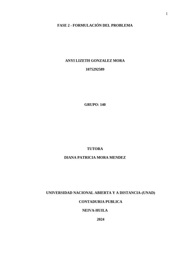Formulación Del Problema-Anyi Gonzalez-Individual | PDF | Desarrollo ...