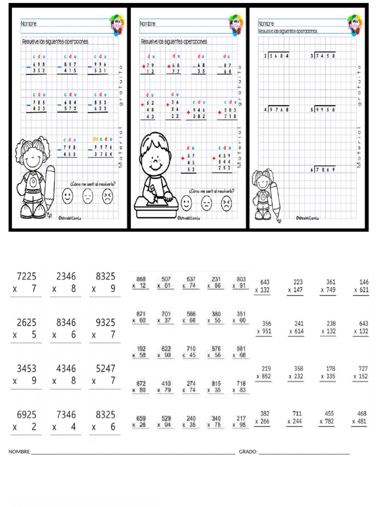 Sumas, Restas, Multiplicacion y Division | PDF