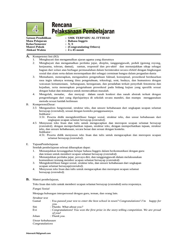 Kelas X Chapter 4 Congratulation | PDF | Karier & Perkembangan | Sains & Matematika