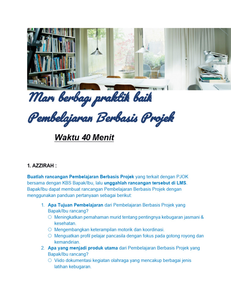 Tugas Kelas 007 Pertemuan.2 Merancang Pembelajaran Berbasis Projek Dengan Komunitas Belajar Di ...