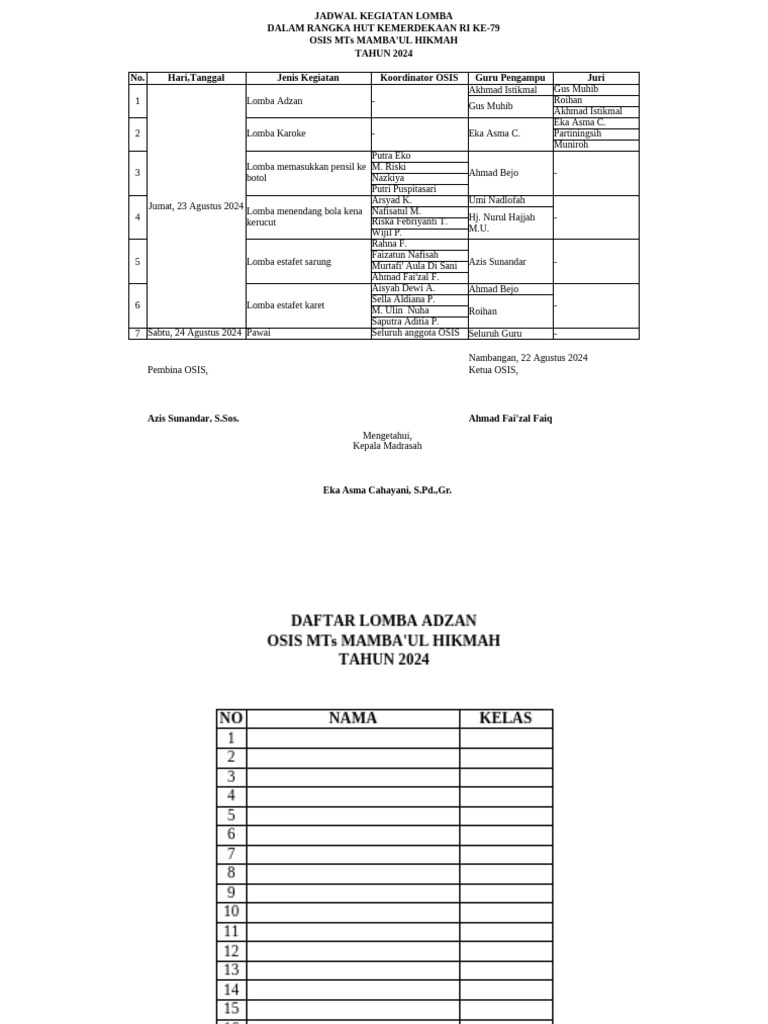 Administrasi Lomba Osis | PDF