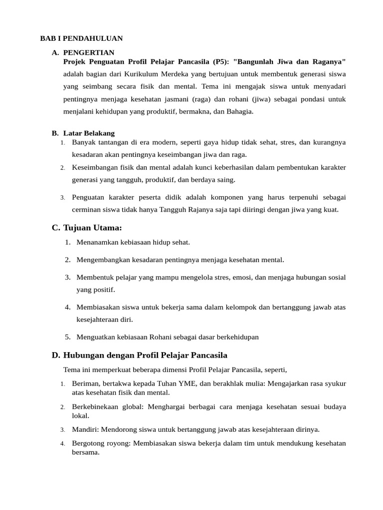 Modul p5 Bangunlah Jiwa Dan Raganya | PDF