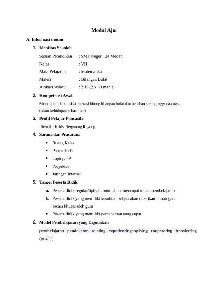 Rancangan Modul Ajar Hasanuddin | PDF | Karier & Perkembangan | Metode & Bahan Ajar