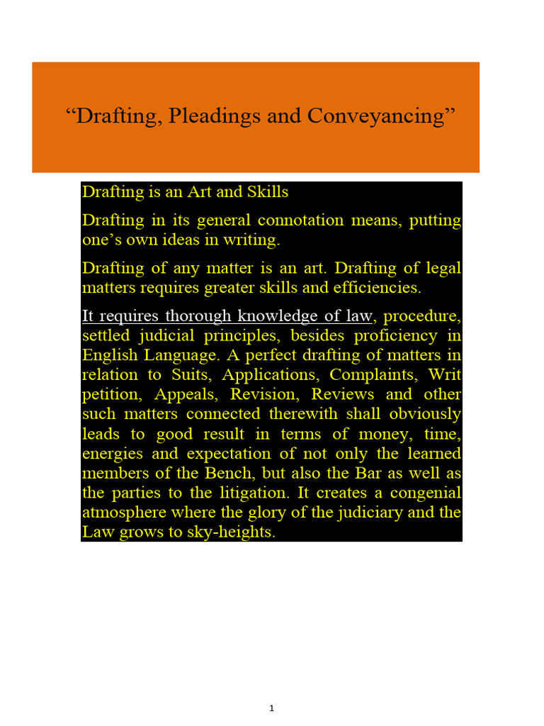 3004 Draftion Pleading 2 Drafting, Pleadings and Conveyancing 3004 Draftion Pleading 2 Drafting, Pleadings and Conveyancing