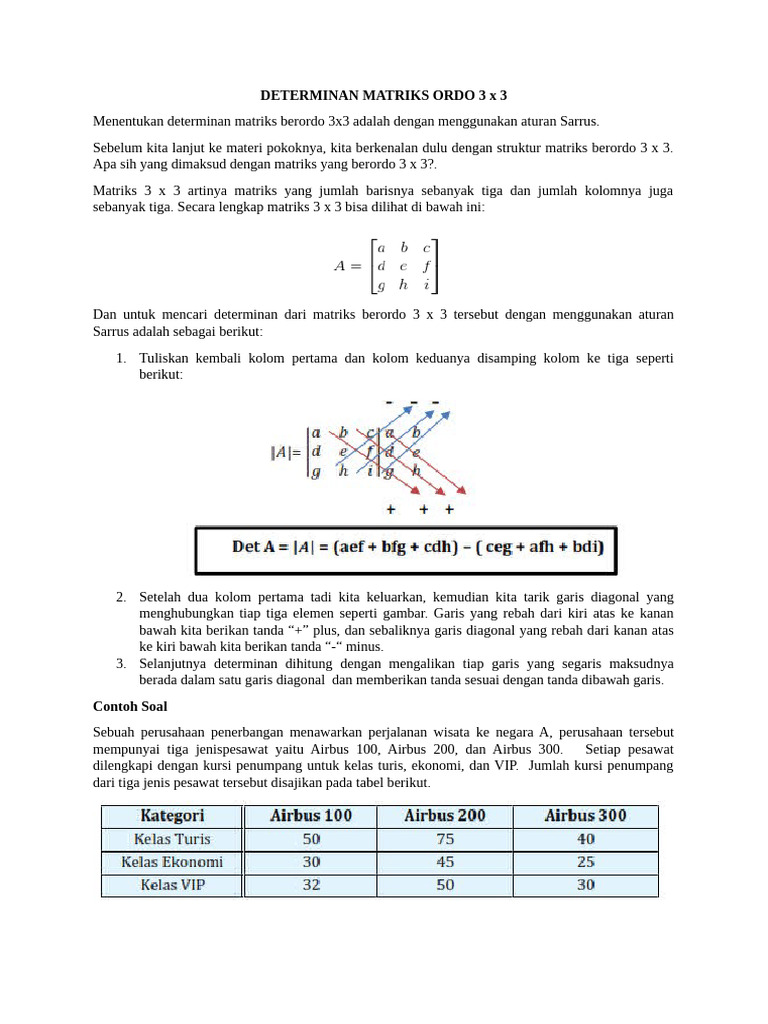 Determinan Matriks 3x3 dan Aplikasinya | PDF
