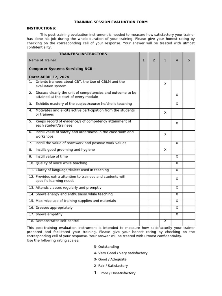 TM CSS 05end of Session Evaluation | PDF | Learning | Human Communication