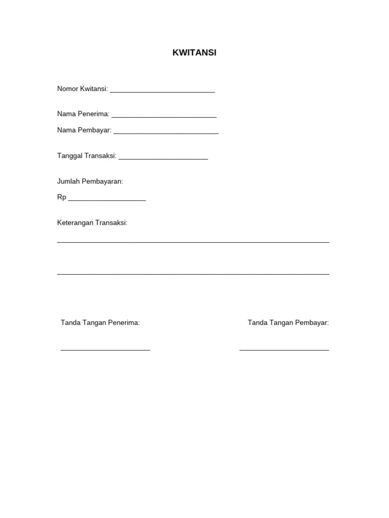 Template Kwitansi Kosong | PDF