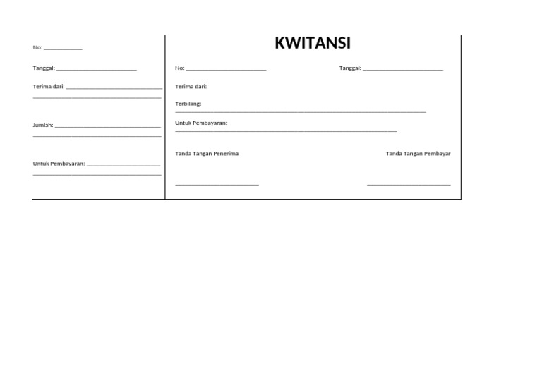 Template Kwitansi Kosong | PDF