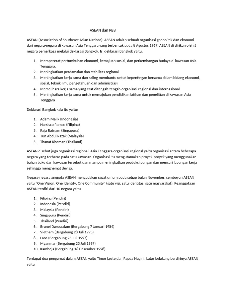 Asean Dan PBB | PDF