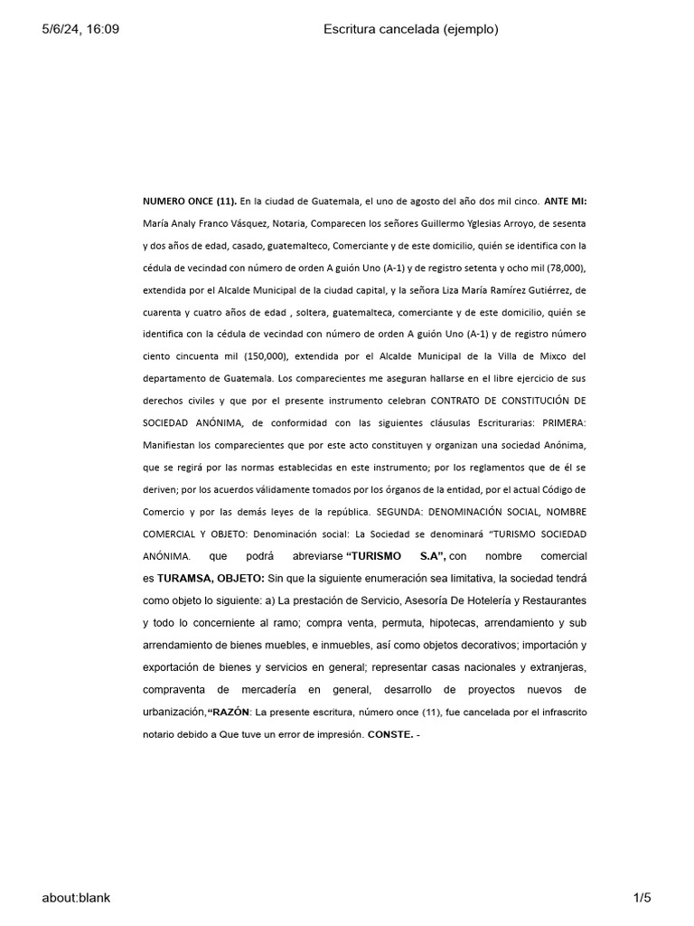 Ejemplo de Escritura Cancelada en Guatemala | PDF | Guatemala | Ley común