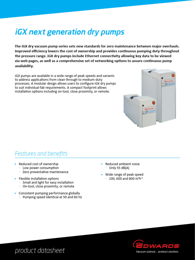 iGX Dry Vacuum Pump Series Overview | PDF | Pump | Vacuum