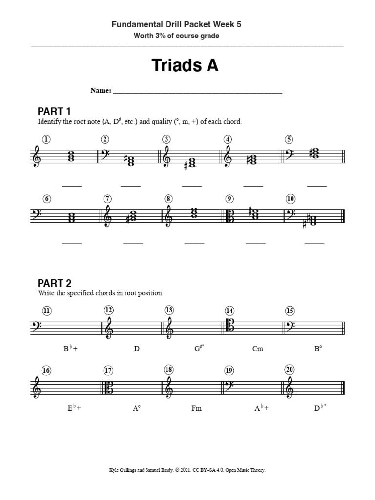 Music Theory Chord Identification Drill | PDF | Musical Notation ...