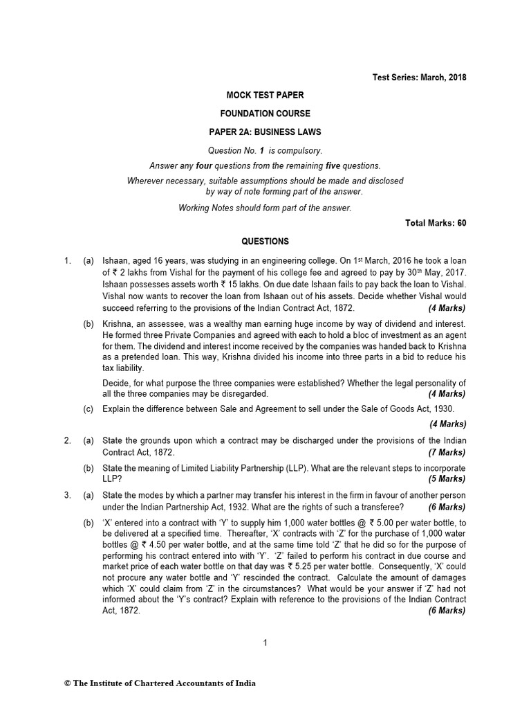 MAY 2018 MTP - Question and Answers (Law Only) | PDF | Limited ...