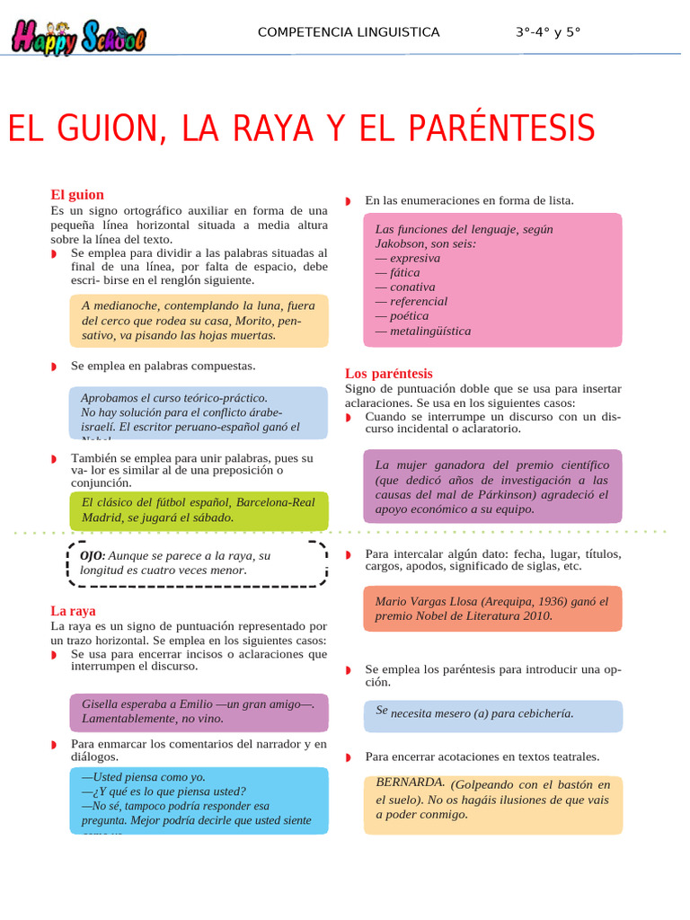 El Guion La Raya y El Paréntesis | PDF | Puntuación | Mecánica del lenguaje