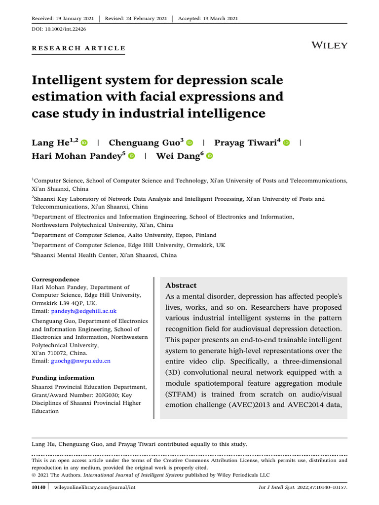 Intelligent System For Depression Scale Estimation With Facial ...