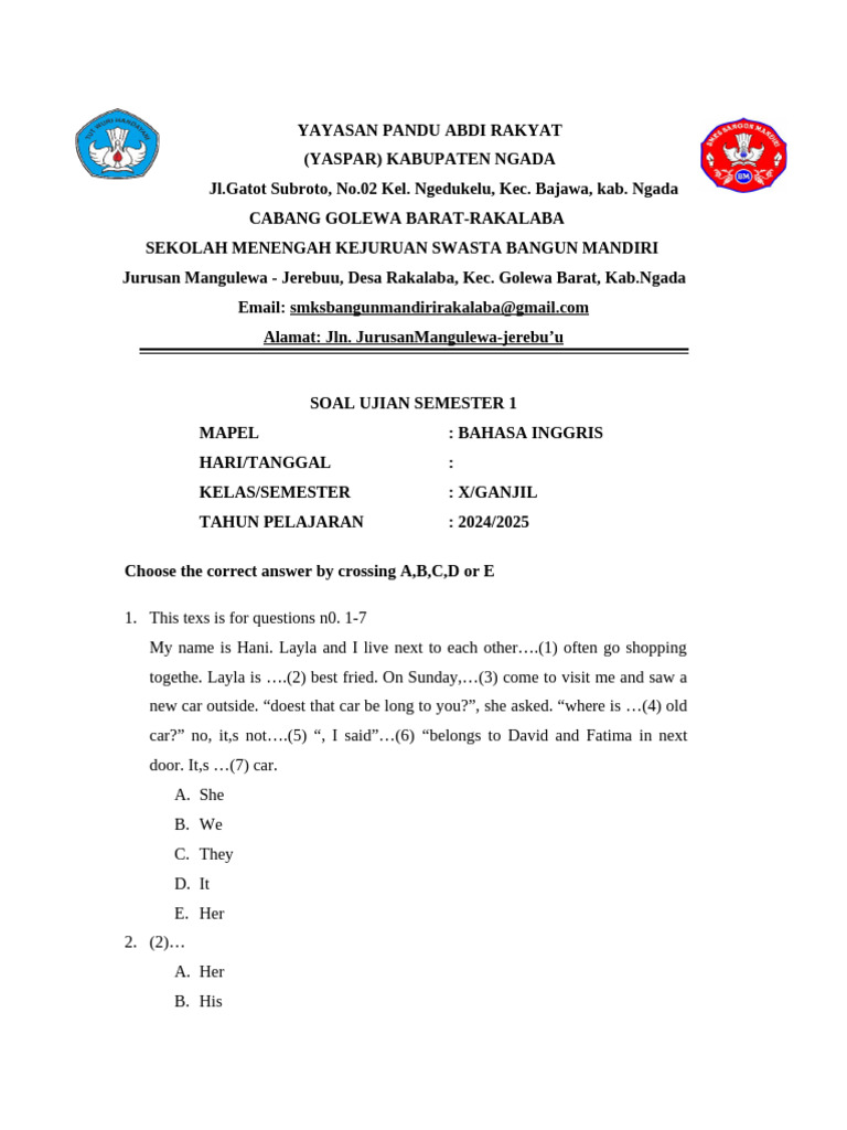 Soal BAHASA INGGRIS Kelas X | PDF | James Watt | Steam Engine