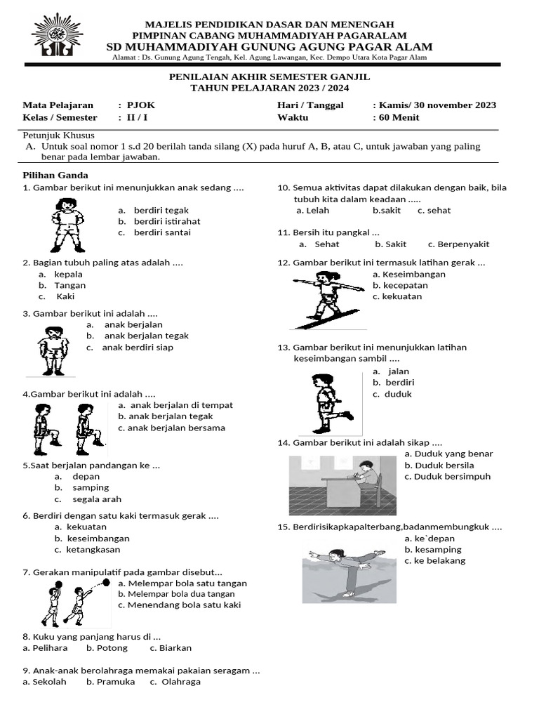 Soal PAS PJOK Kelas 2 SD | PDF