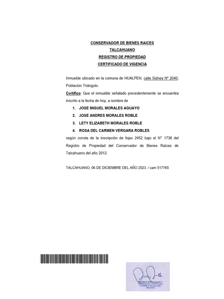 Certificado Dominio Vigente | PDF