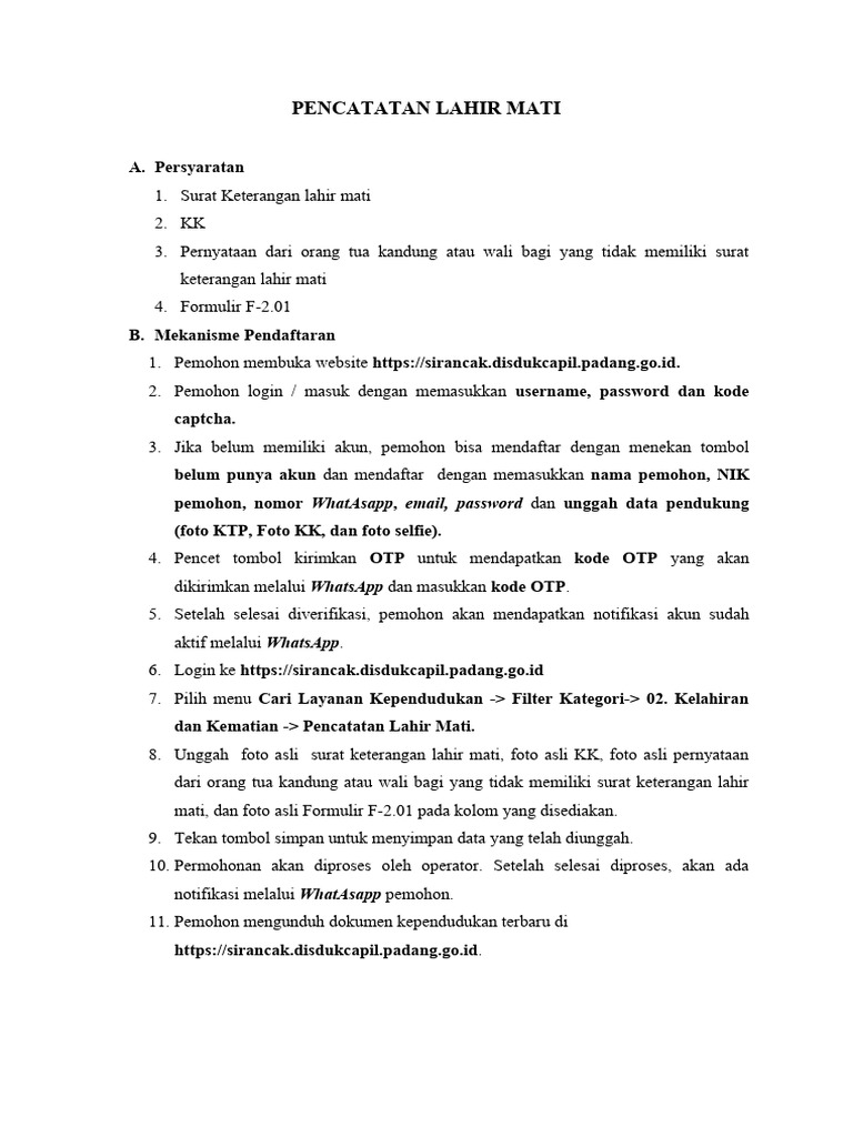 0007 - Pencatatan Lahir Mati | PDF