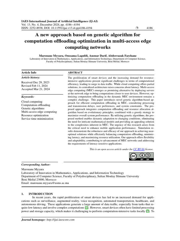 Anewapproach Based On Genetic Algorithm For Computation Offloading