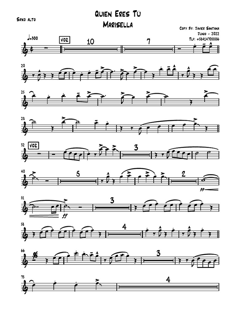 6 - Quien Eres Tú Marisella - Saxo Alto | PDF