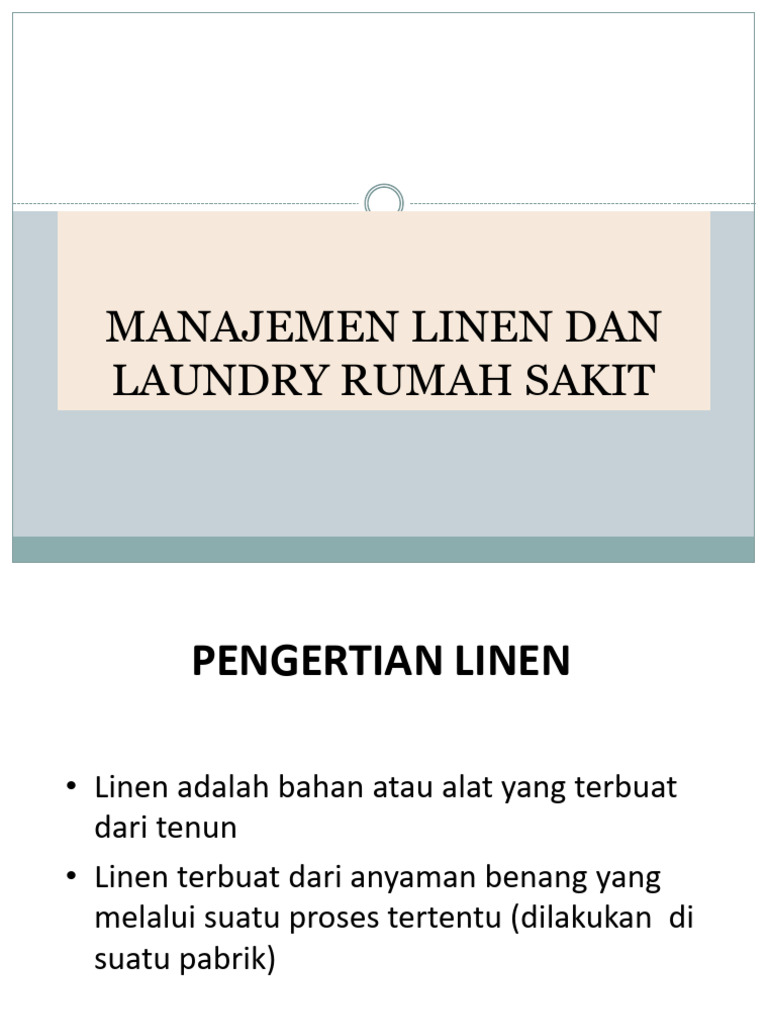 Pengelolaan Linen Rs | PDF | Griya & Taman